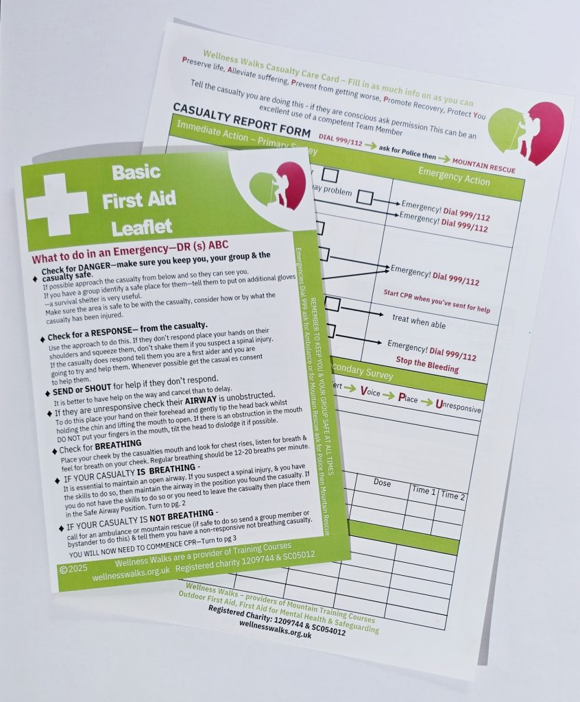 First Aid Leaflet & Casualty Card – Wellness Walks